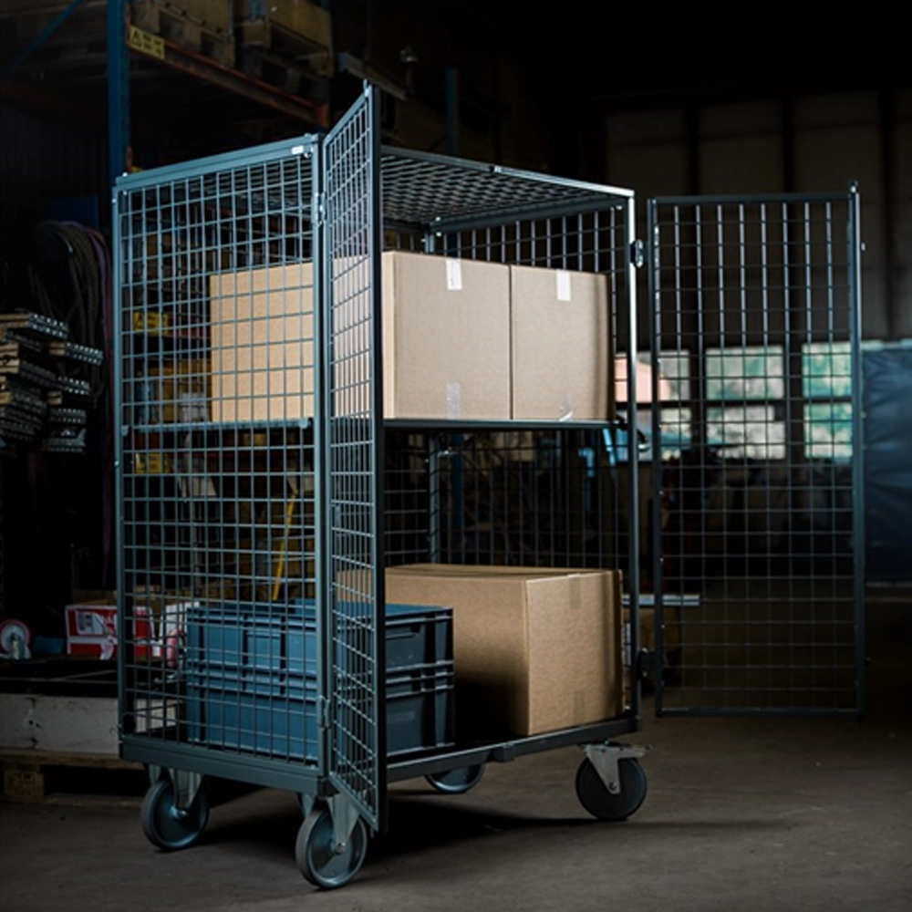 Säkerhetsvagn ERGO Mörkgrå med gallerväggar