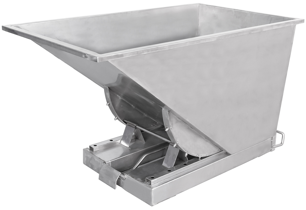 Högkvalitativ rostfri tippcontainer 300 liter med tryckplatta