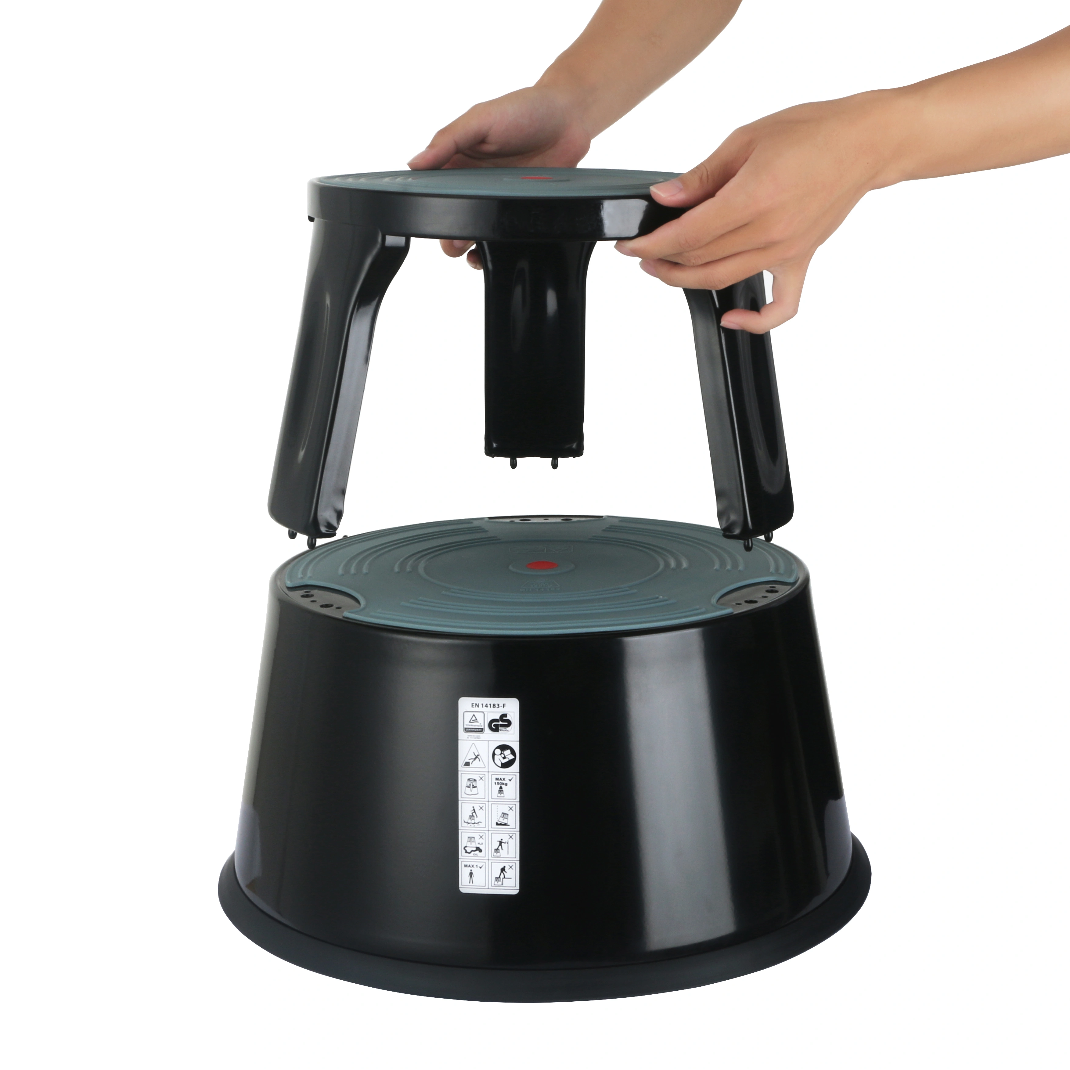 Kick step pall metall svart – för industri & lager | MoveTech